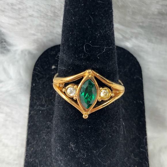 Avon | Jewelry | Retro Avon Gold Tone Ring With Emerald Stone | Poshmark